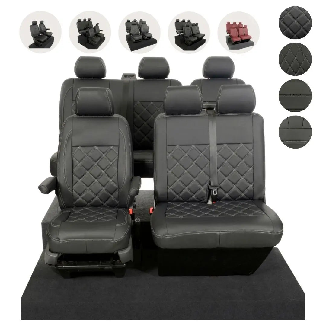 VW T6/T6.1 Transporter Seat Covers Tailored Leatherette 2015+ | UK ...